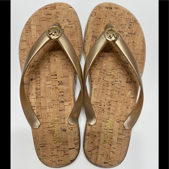 Michael Kors | Shoes | Michael Kors Mk Jelly Jet Set Cork Thong Sandals ...
